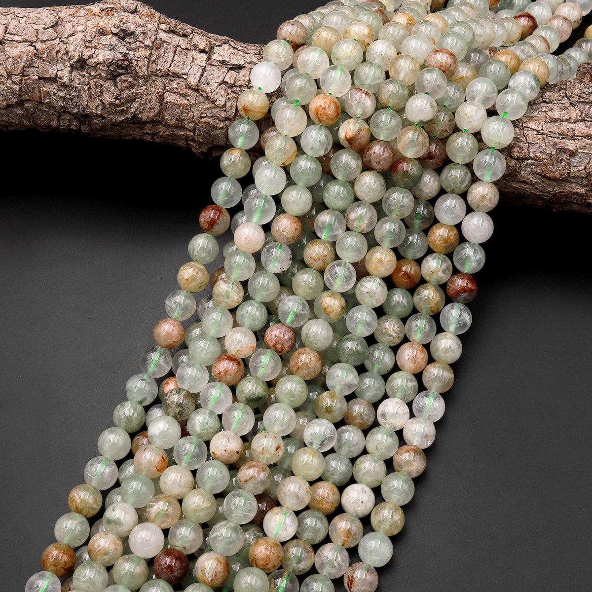 Natural Green Phantom Quartz Lodalite Beads Smooth 4mm 6mm 8mm 10mm 15 ...