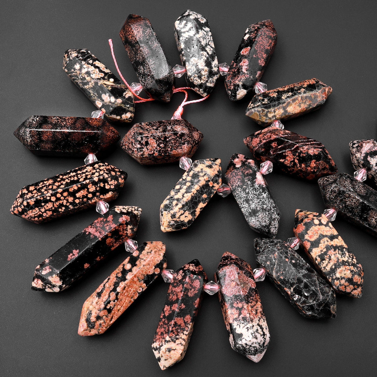 Natural Red Snowflake Obsidian Faceted Double Terminated Points Top Dr ...