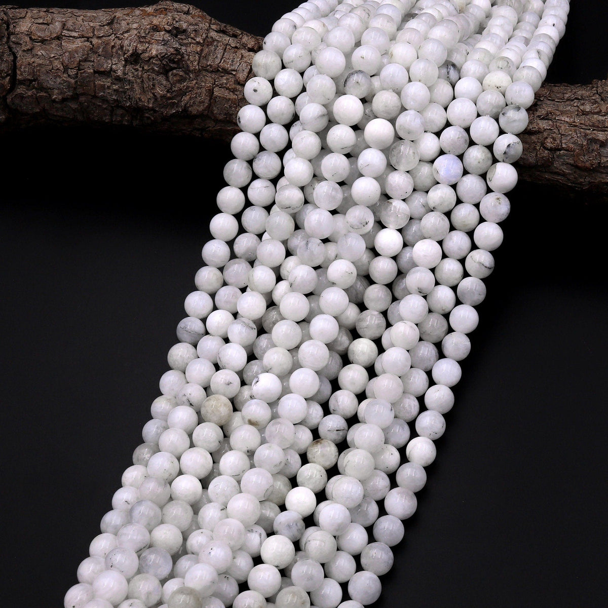 Natural Rainbow Moonstone 6mm 8mm Round Beads 15.5" Strand – Intrinsic ...