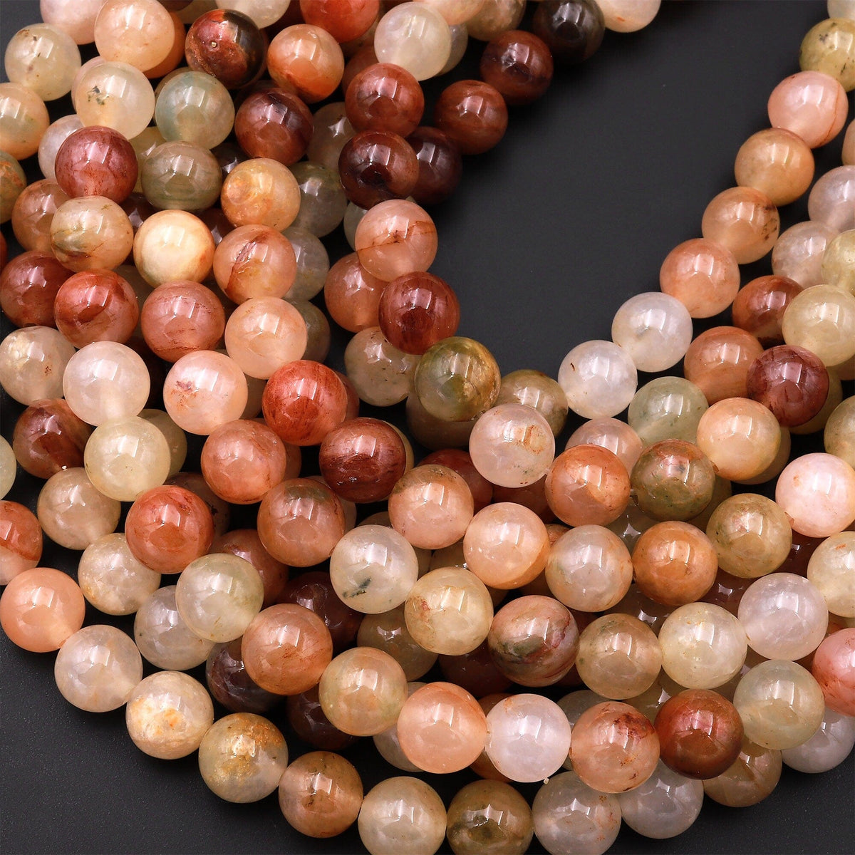 Natural Phantom Quartz 4mm 6mm 8mm Round Beads MultiColor Quartz Cryst ...