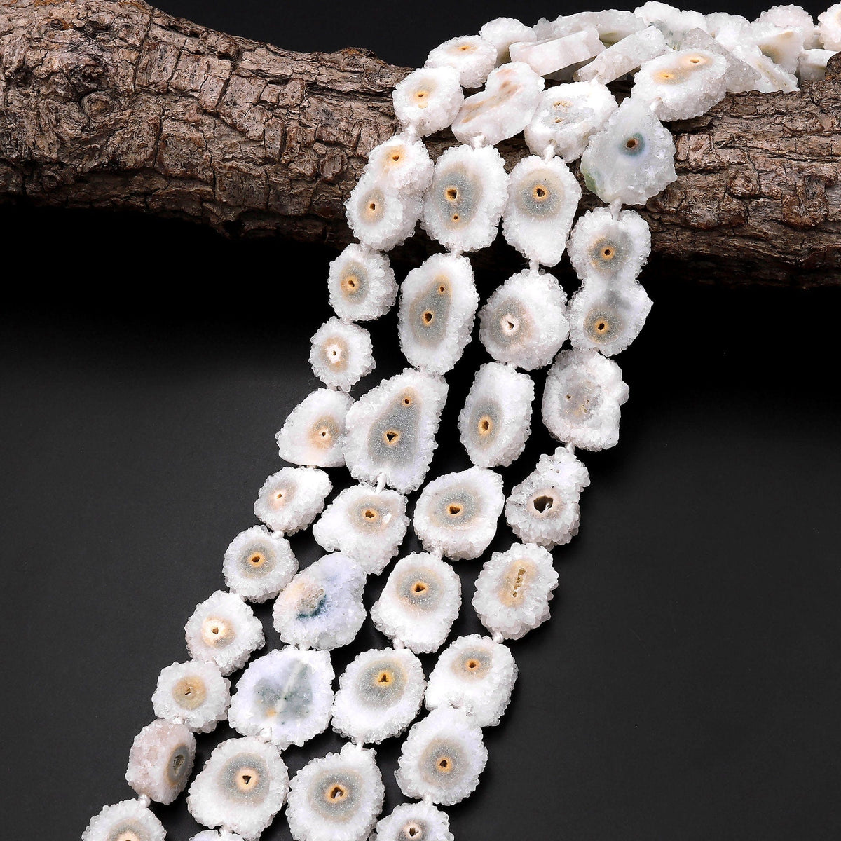 Full Strand Natural Solar Quartz Slice Stalactite Beads Drilled Freefo ...