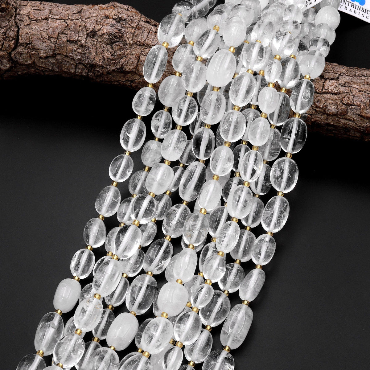 Natural Rock Cyrstal Quartz Puffy Smooth Rounded Nugget Beads Transluc ...