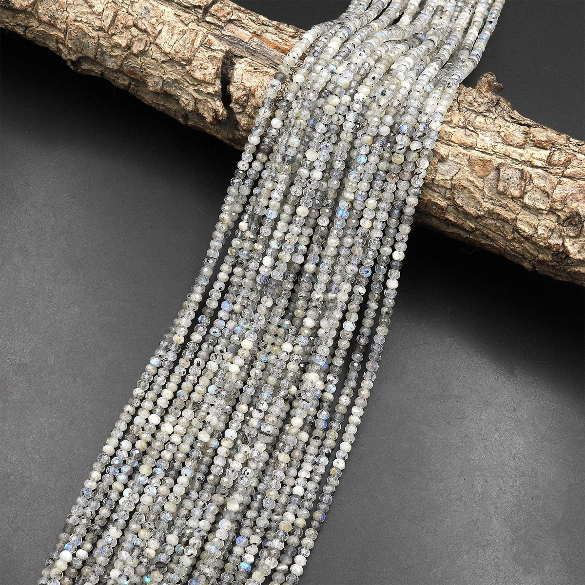 Faceted Natural Labradorite 3mm Rondelle Beads Micro Cut Gemstone 15.5 ...