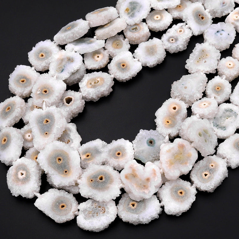 Full Strand Natural Solar Quartz Slice Stalactite Beads Drilled Freefo ...