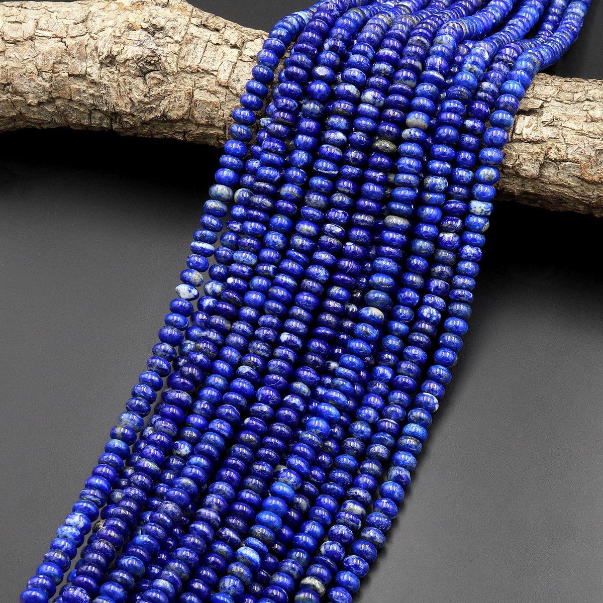 Natural Blue Lapis Beads Smooth Rondelle Beads 6mm 15.5" Strand ...