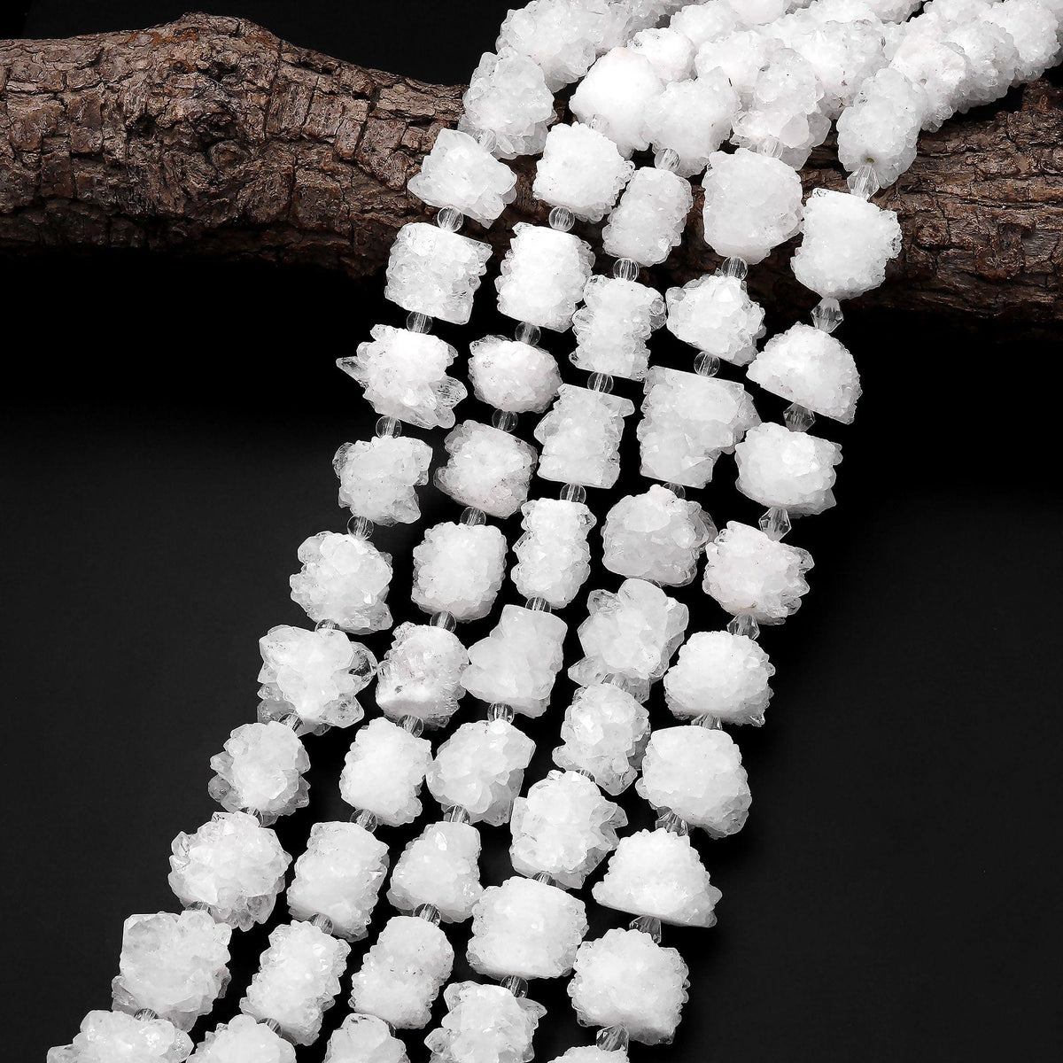 Natural White Stalactite Druzy Beads Drusy Cylinder Nuggets Center Dri ...