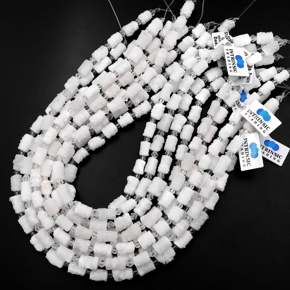 Natural White Stalactite Druzy Beads Drusy Cylinder Nuggets Center Dri ...