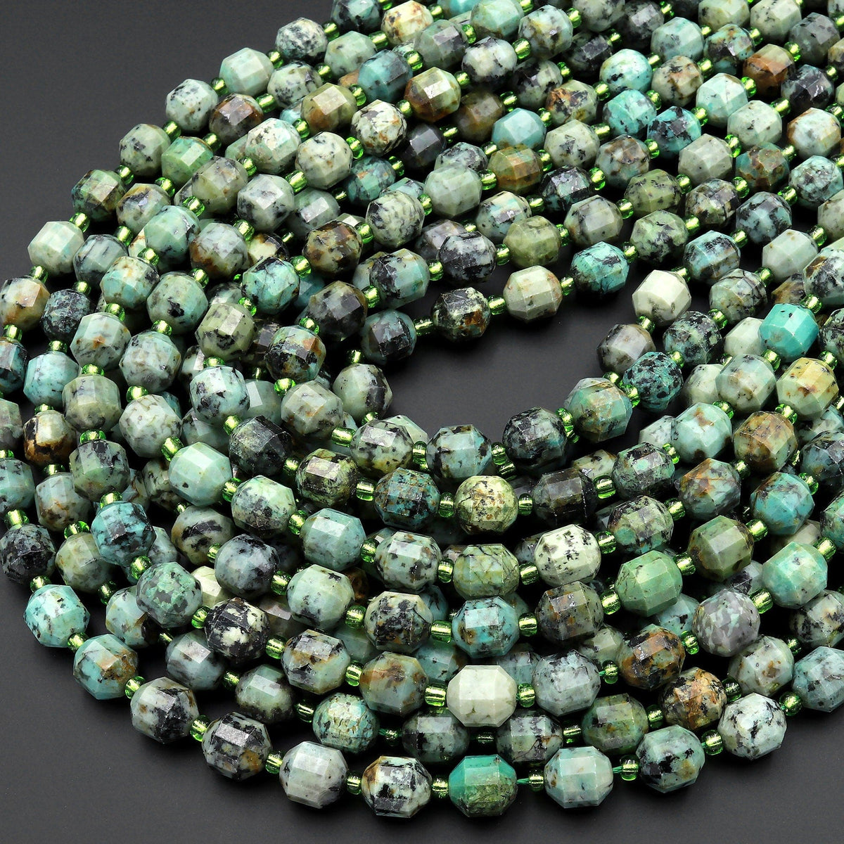 Natural African Turquoise Rounded Prism 8mm Beads 15.5" Strand ...