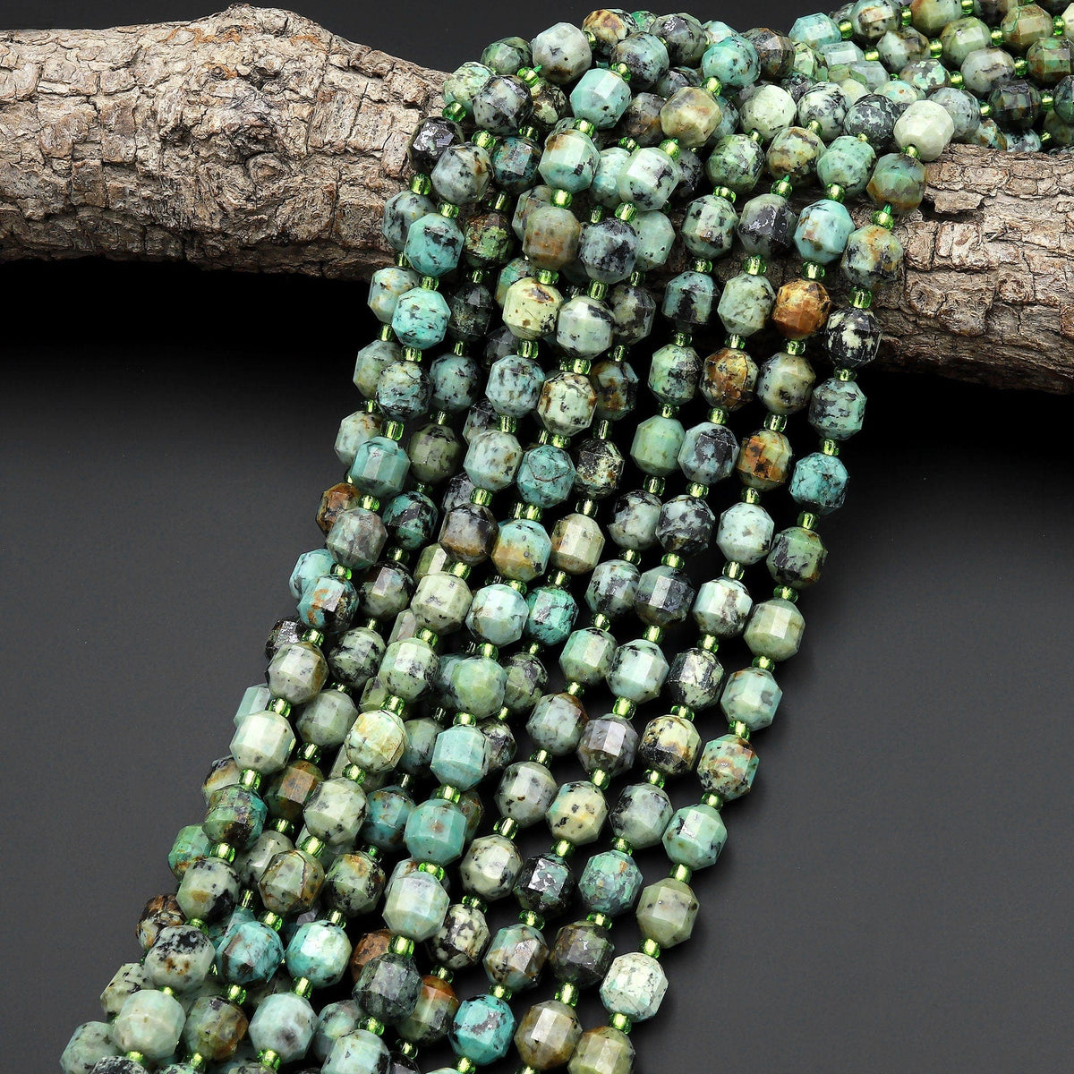 Natural African Turquoise Rounded Prism 8mm Beads 15.5" Strand ...