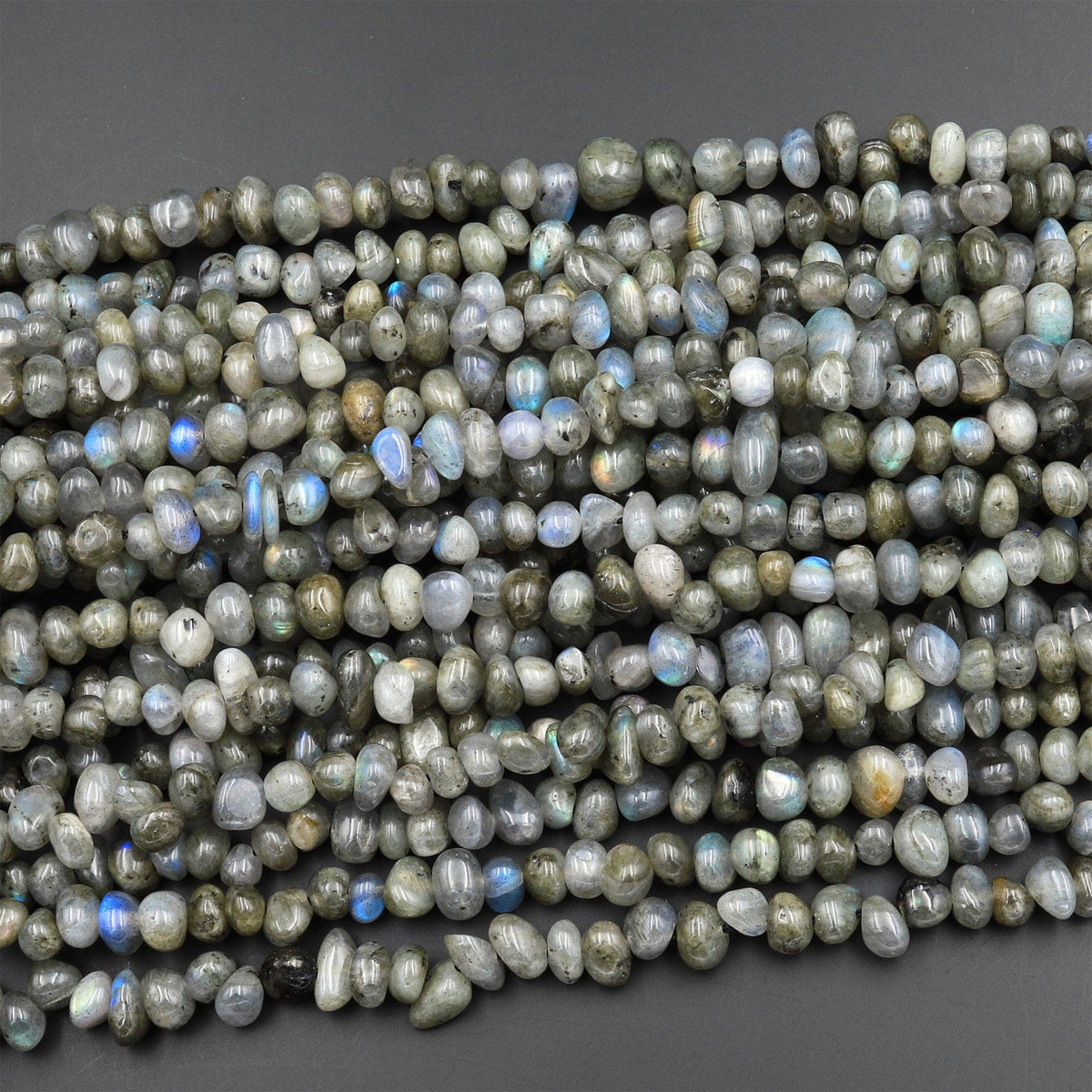 Natural Black Labradorite Freeform Rounded Pebble Nugget Beads Center ...