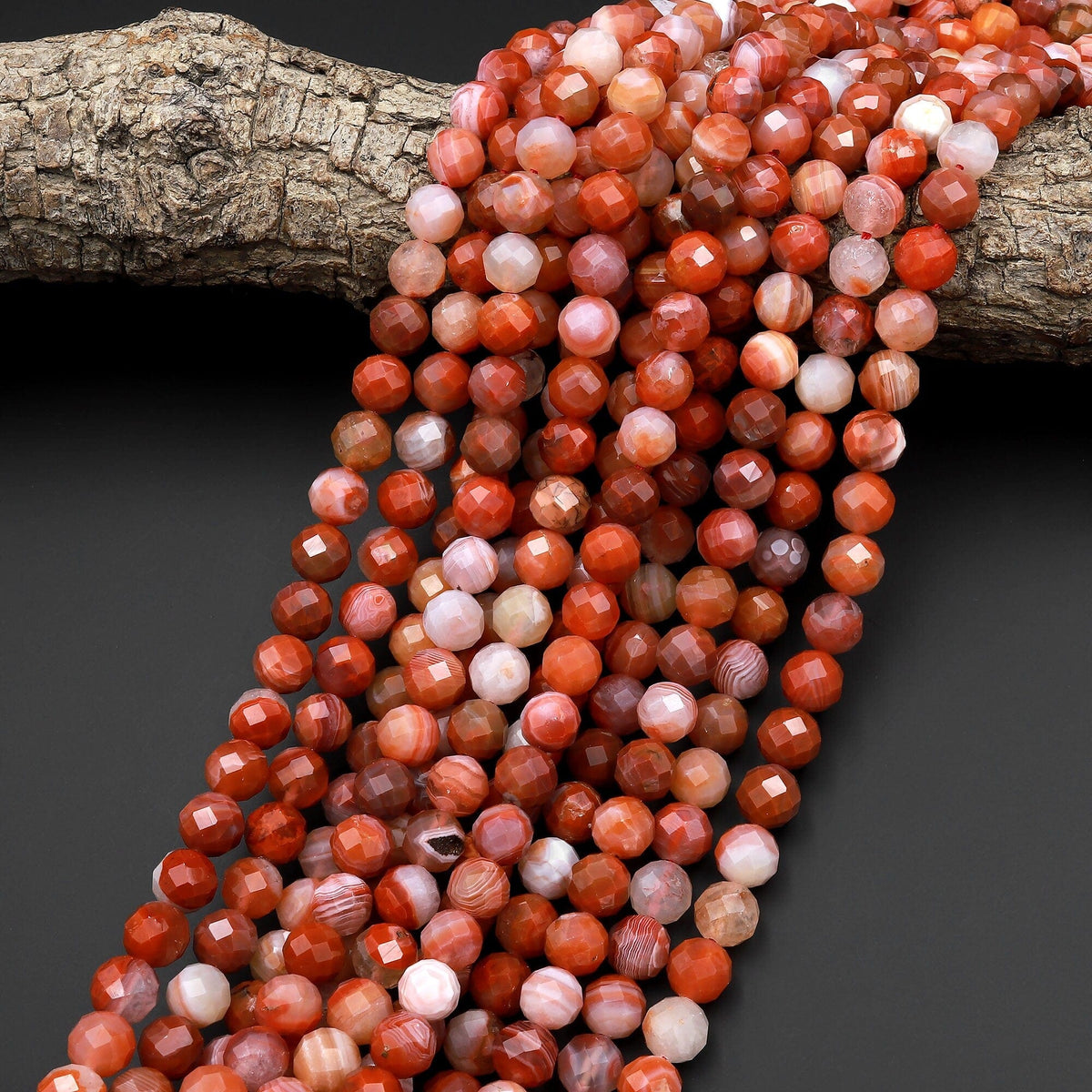 Rare Faceted Natural Moroccan Red Agate 4mm 6mm 8mm 10mm Round Bead 15 ...