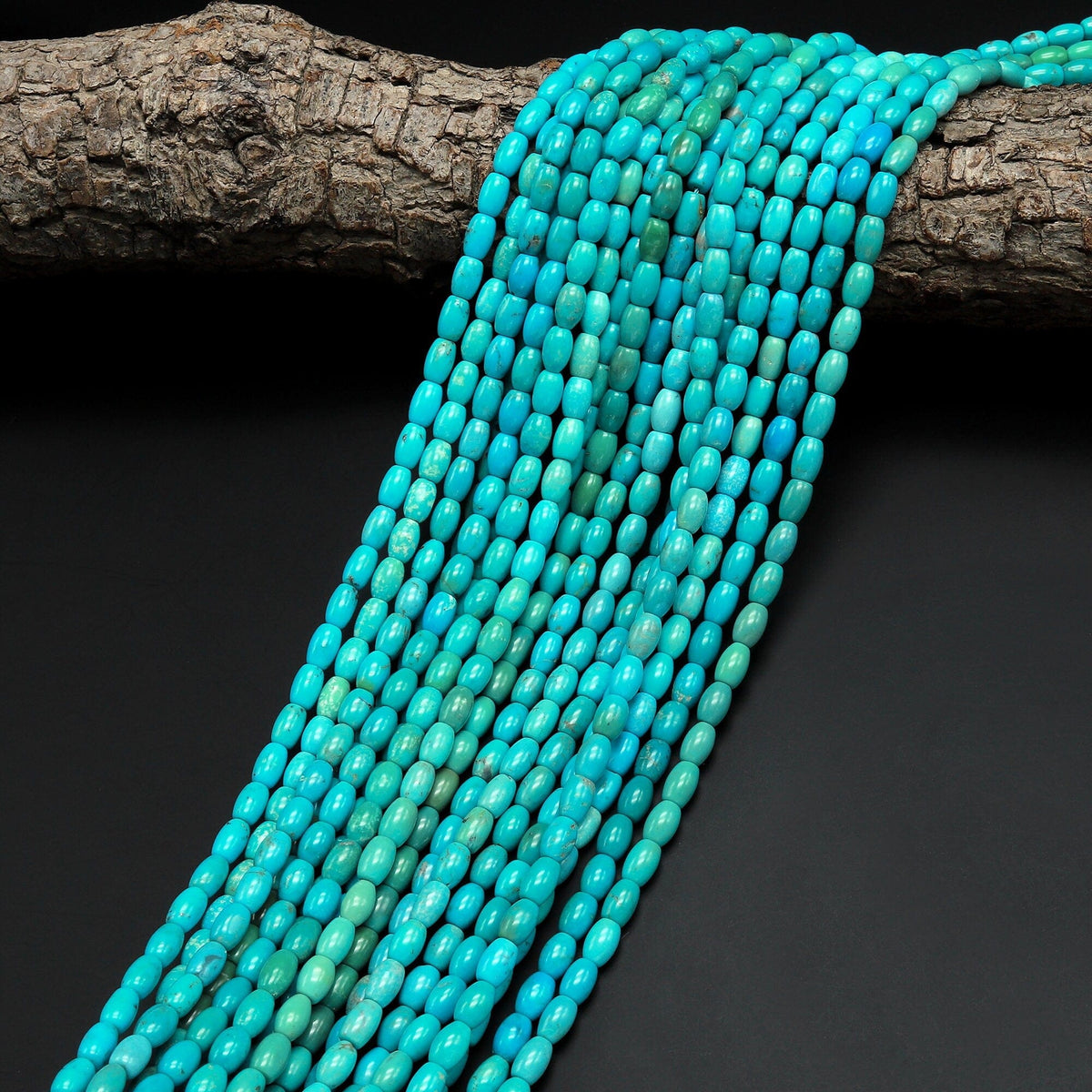 Genuine Natural Turquoise 6x4mm Barrel Drum Beads Blue Green Gemstone ...