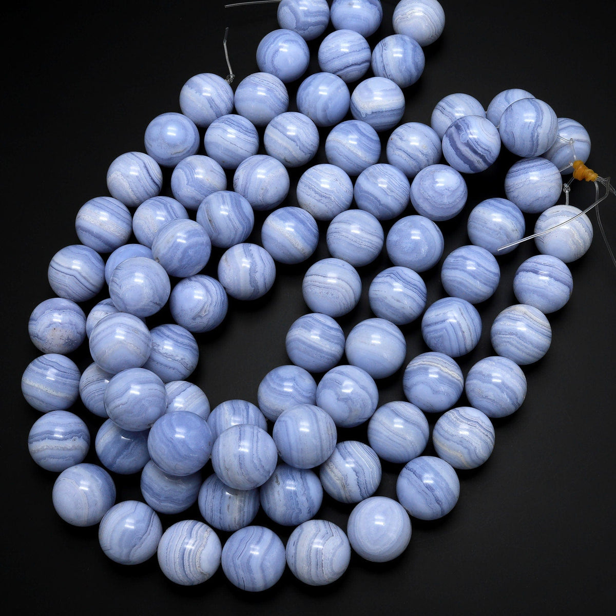 AAA Large Natural Blue Lace Agate 20mm Round Gemstone Beads 15.5" Stra ...