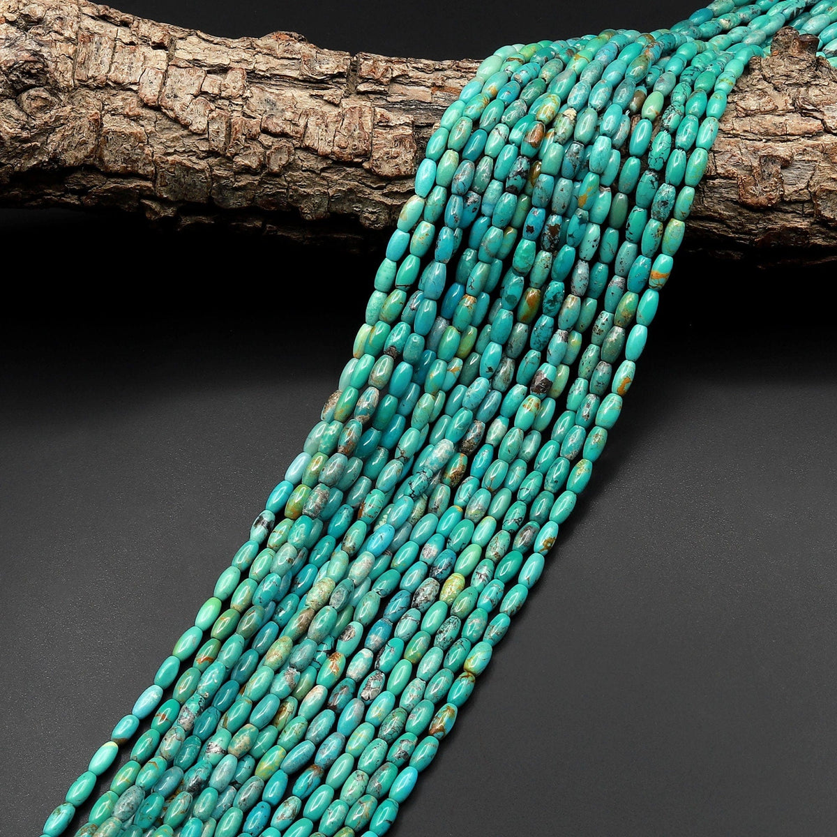 Small Natural Turquoise 6x3mm Rice Beads Barrel Drum Long Oval Beads H ...