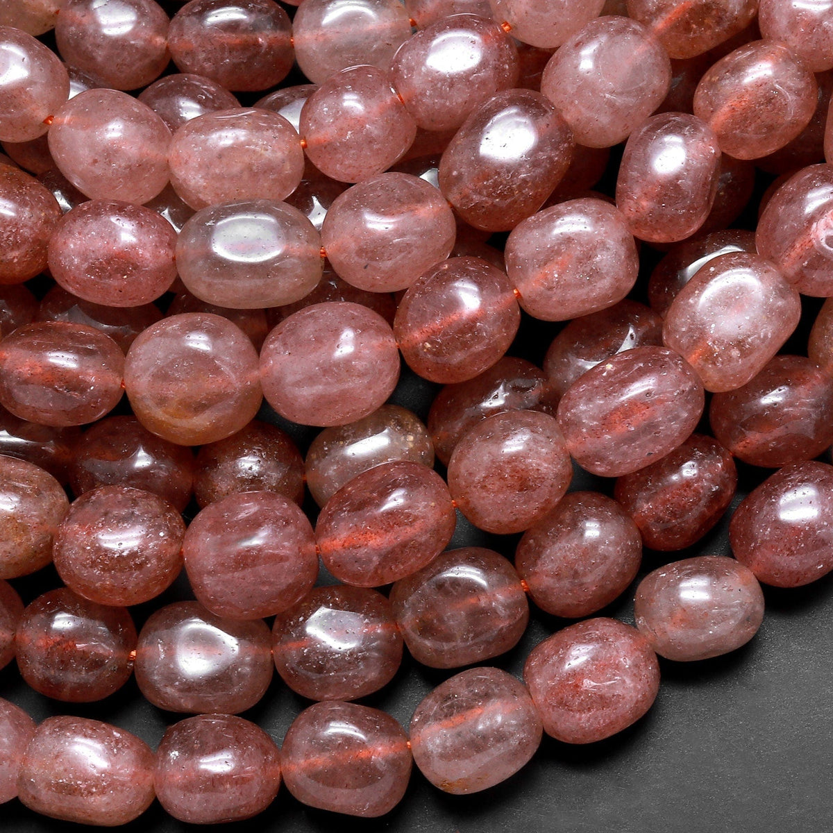 Natural Red Strawberry Quartz Freeform Pebble Nugget Beads Gemstone 15 ...