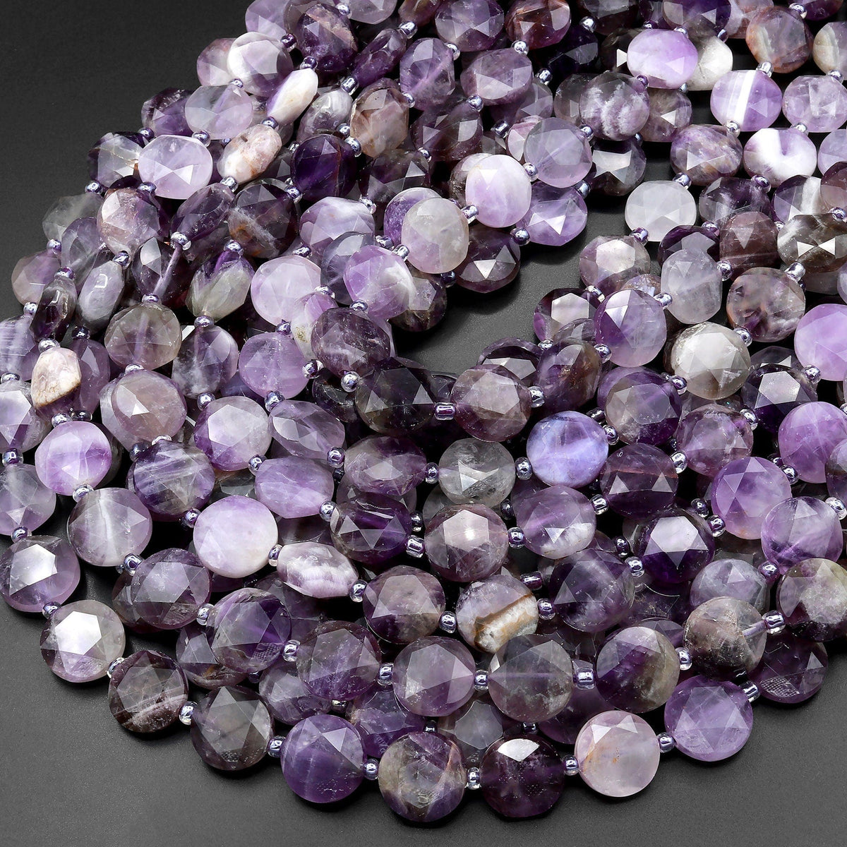Faceted Natural Purple Chevron Amethyst Coin Beads 12mm Flat Disc Dazz ...