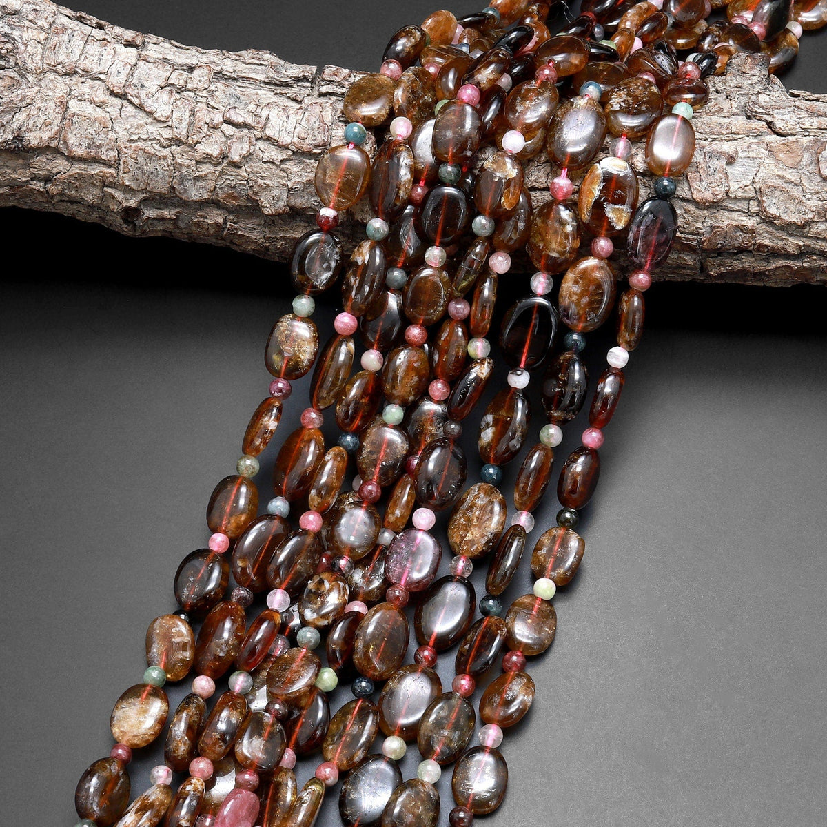 Rare Natural Dravite Tourmaline Freeform Oval Pebble Nugget Beads Cogn ...