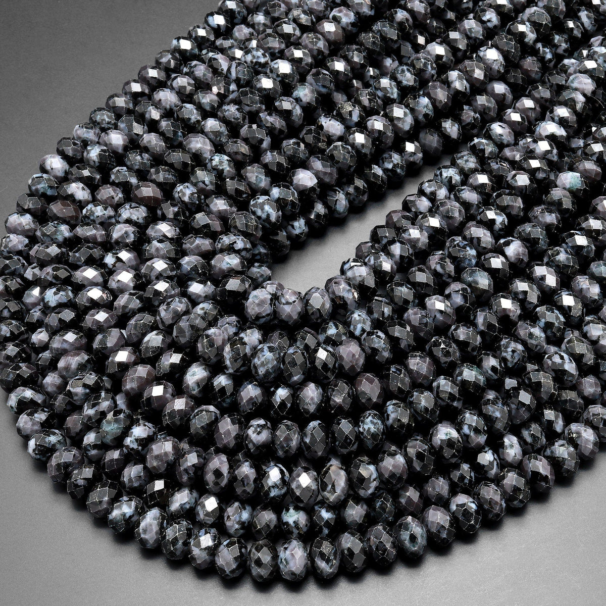 AAA Faceted Natural Indigo Gabbro 6mm 8mm Rondelle Beads Aka Mystic Me ...