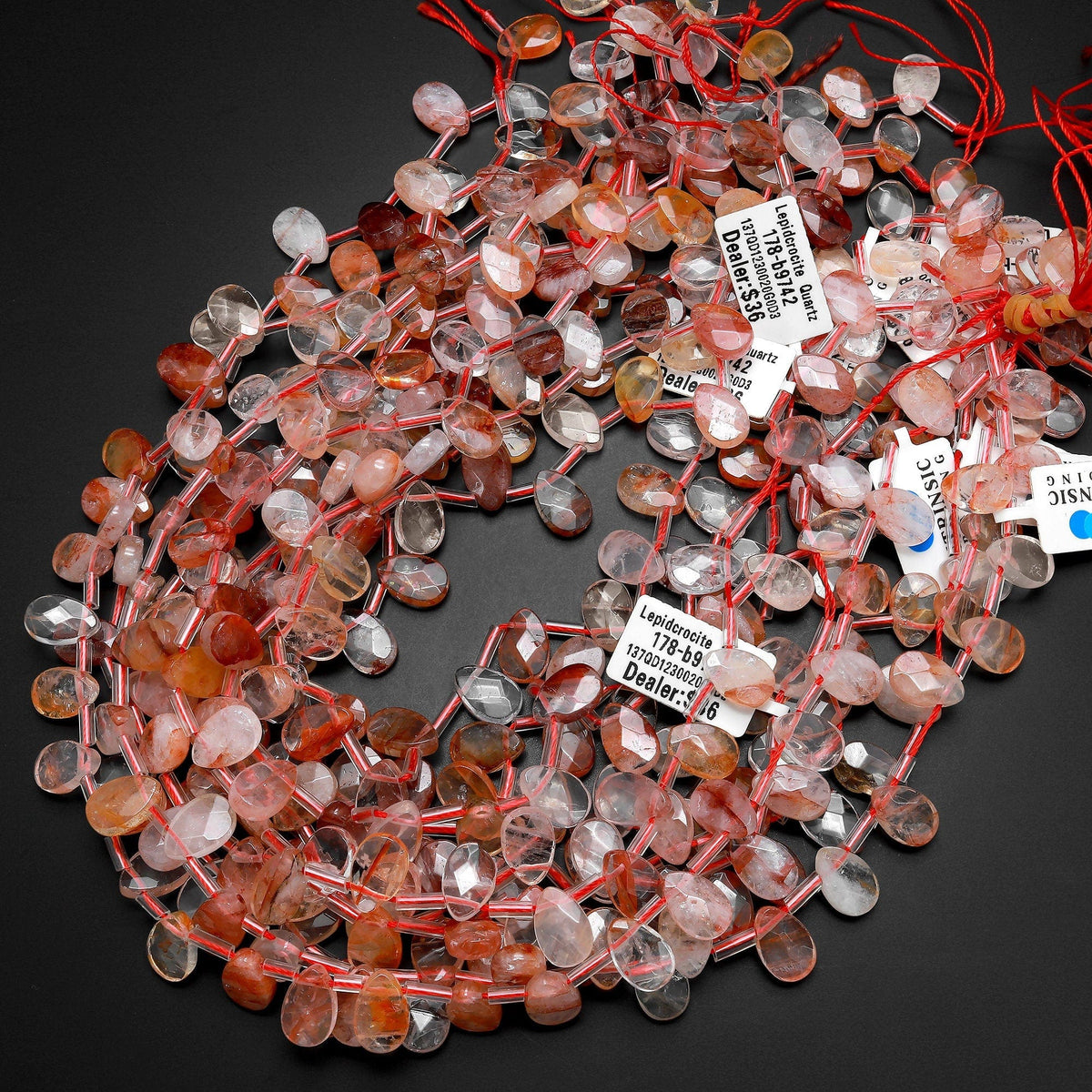 Natural Red Lepidocrocite Quartz Faceted Teardrop Earring Beads 15.5 ...