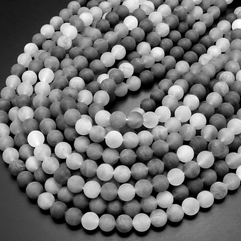 Matte Natural Stormy Gray Cloudy Quartz Round Beads 4mm 6mm 8mm 10mm 1 ...