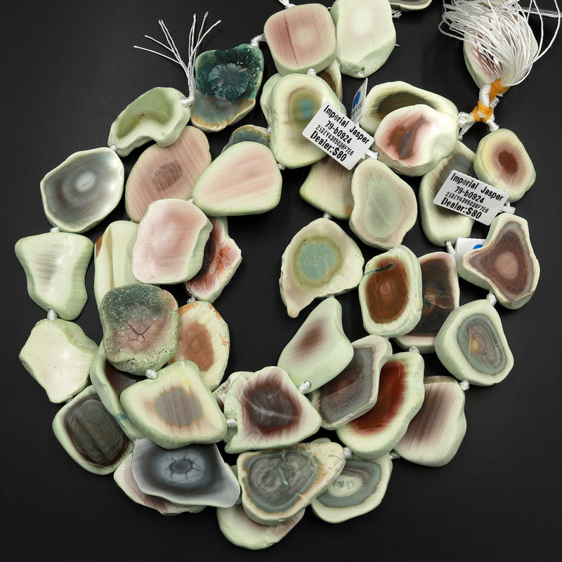 Large Natural Mexican Imperial Jasper Beads Freeform Nodule Flat Slice ...