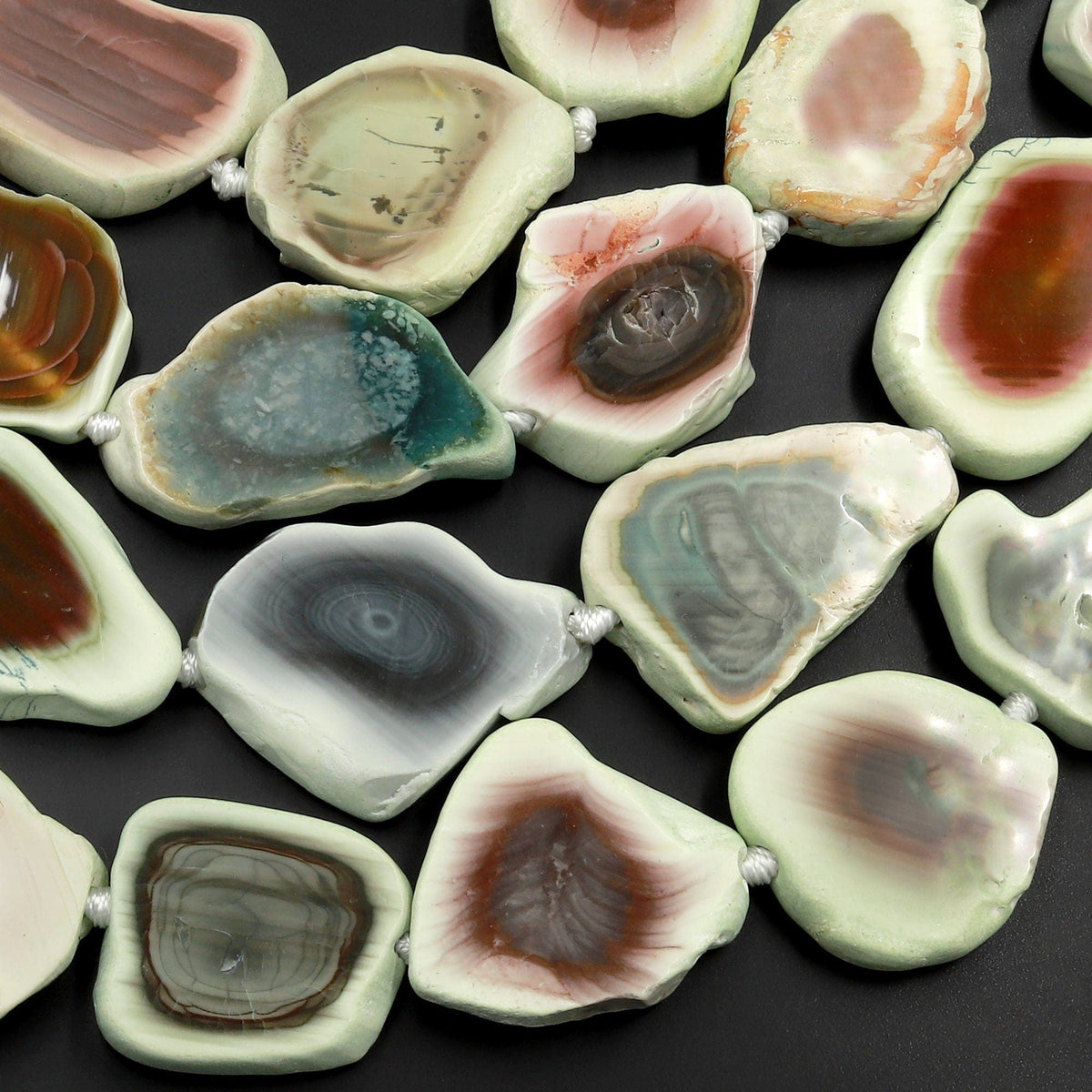Large Natural Mexican Imperial Jasper Beads Freeform Nodule Flat Slice ...