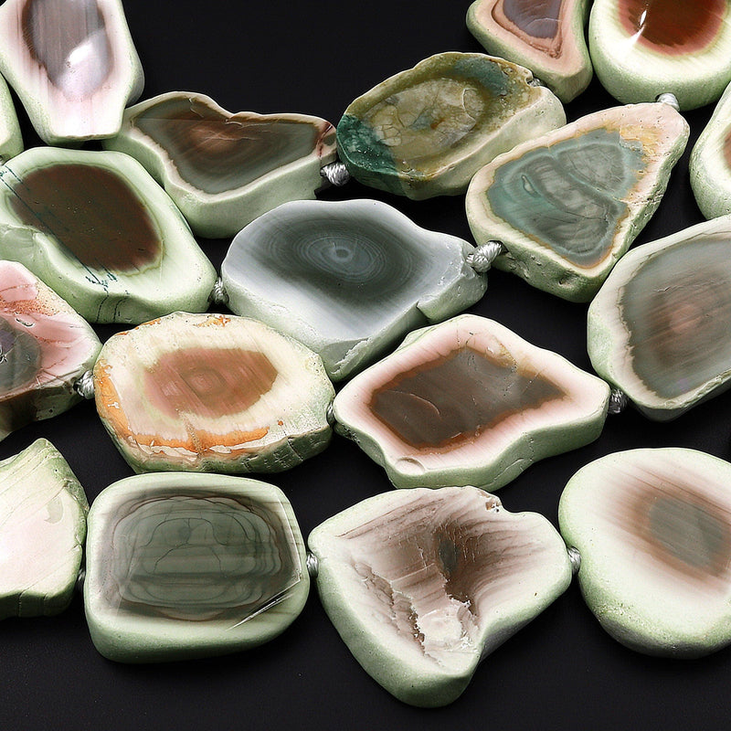 Large Natural Mexican Imperial Jasper Beads Freeform Nodule Flat Slice ...