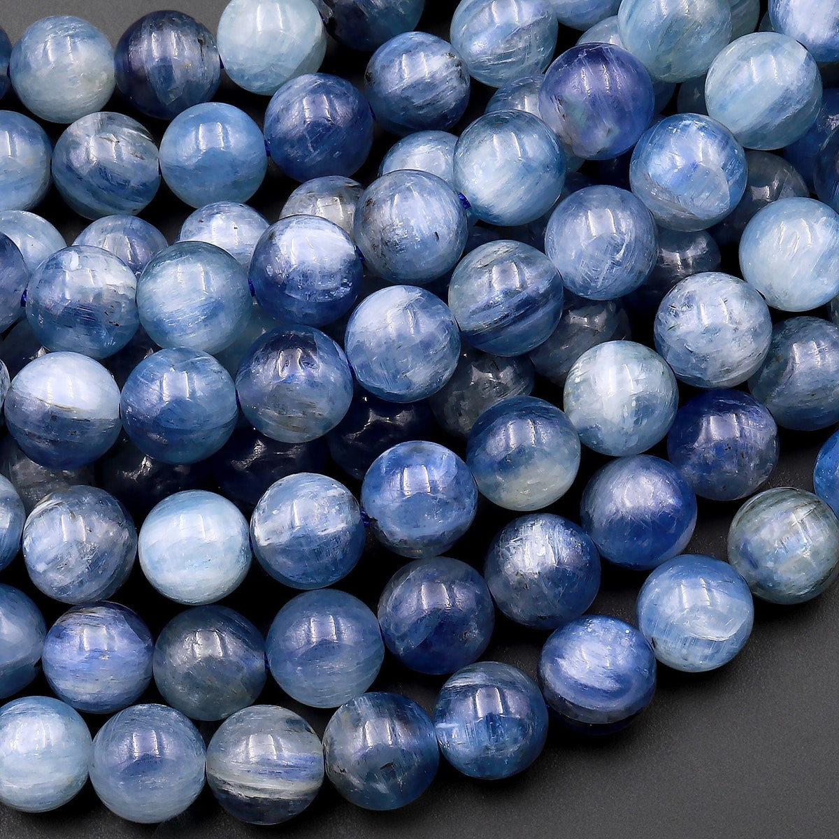 Real Genuine Natural Blue Kyanite 5mm 6mm 8mm Smooth Round Beads 15.5 ...