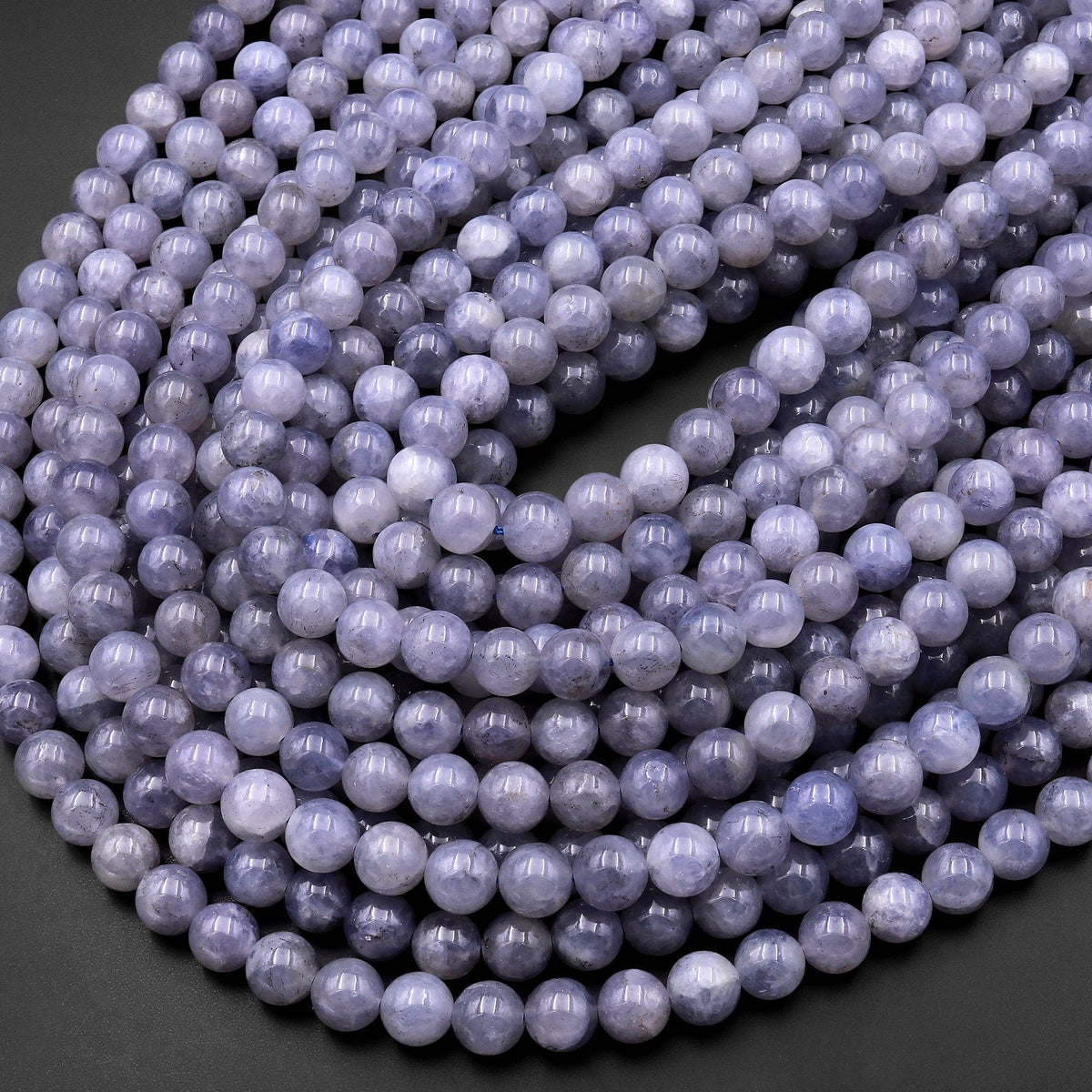 Natural Light Blue Iolite 6mm 8mm 10mm Round Gemstone Beads 15.5" Stra ...
