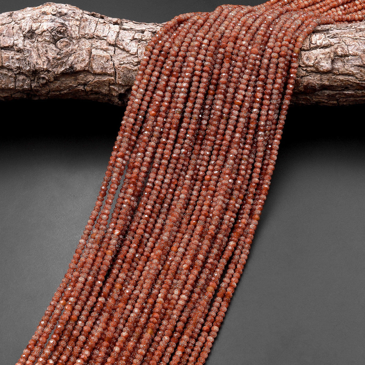 Micro Faceted Goldstone Sandstone Rondelle Beads 3mm 4mm 15.5" Strand ...