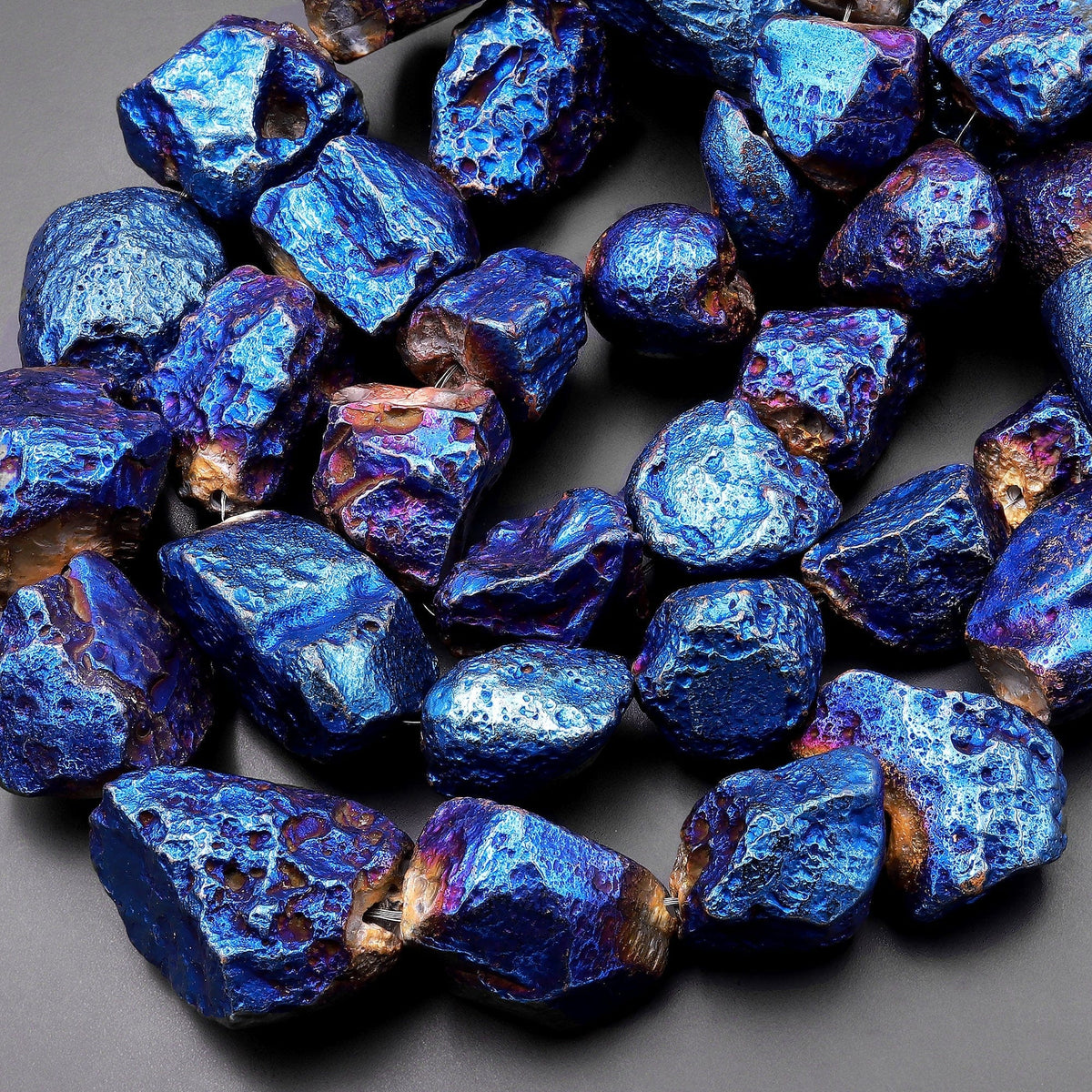 Large Titanium Agate Freeform Nugget Beads Metallic Peacock Purple Blu ...