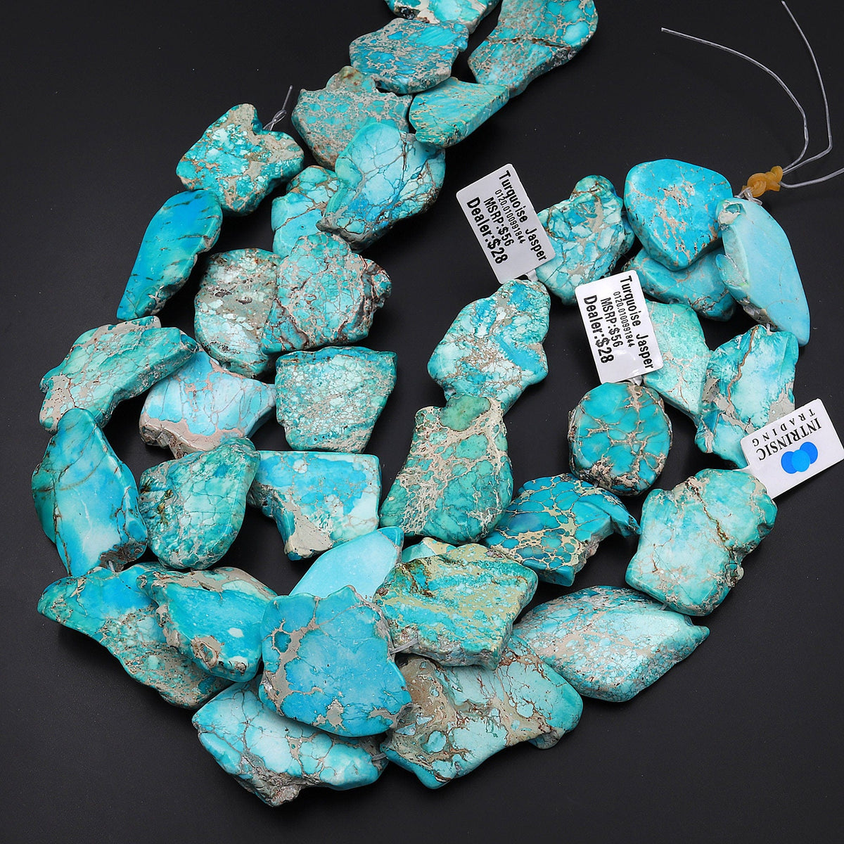 Large Freeform Turquoise Jasper Freeform Slice Slab Beads Aka Sea Sedi ...