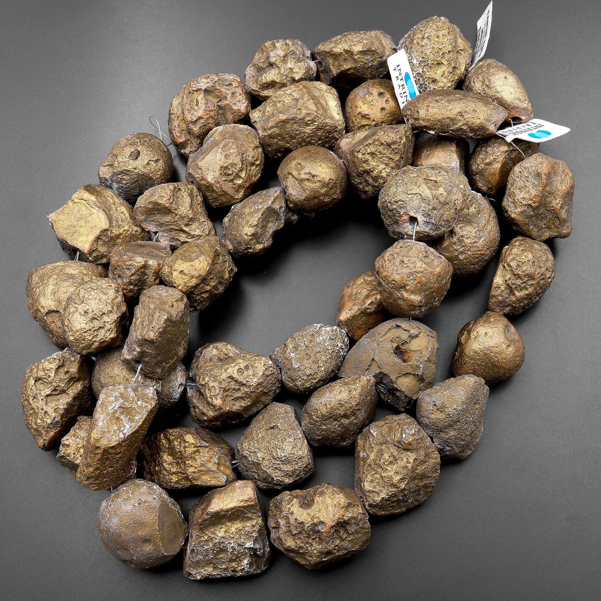 Large Titanium Agate Freeform Nugget Beads Metallic Antique Gold 15.5 ...