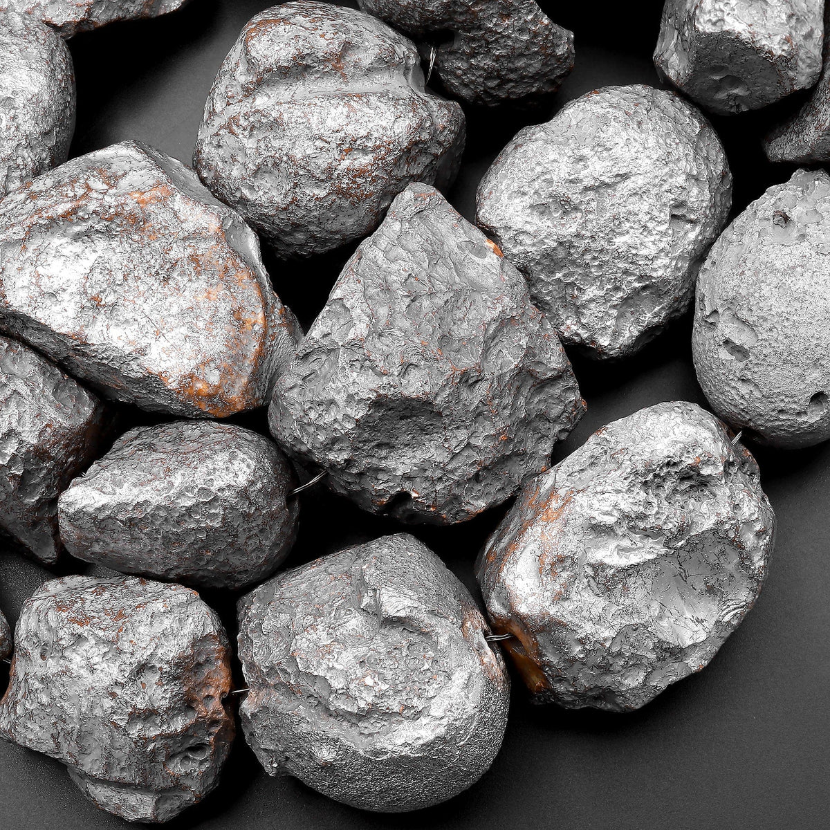 Large Titanium Agate Freeform Nugget Beads Metallic Antique Silver 15 ...