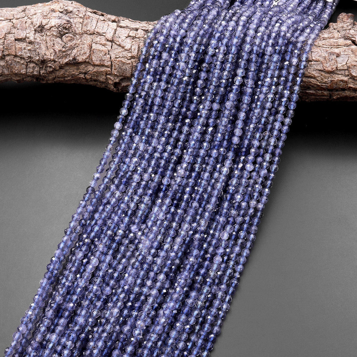 AAA Natural Blue Iolite Faceted 4mm 6mm Round Beads Genuine Real Multi ...