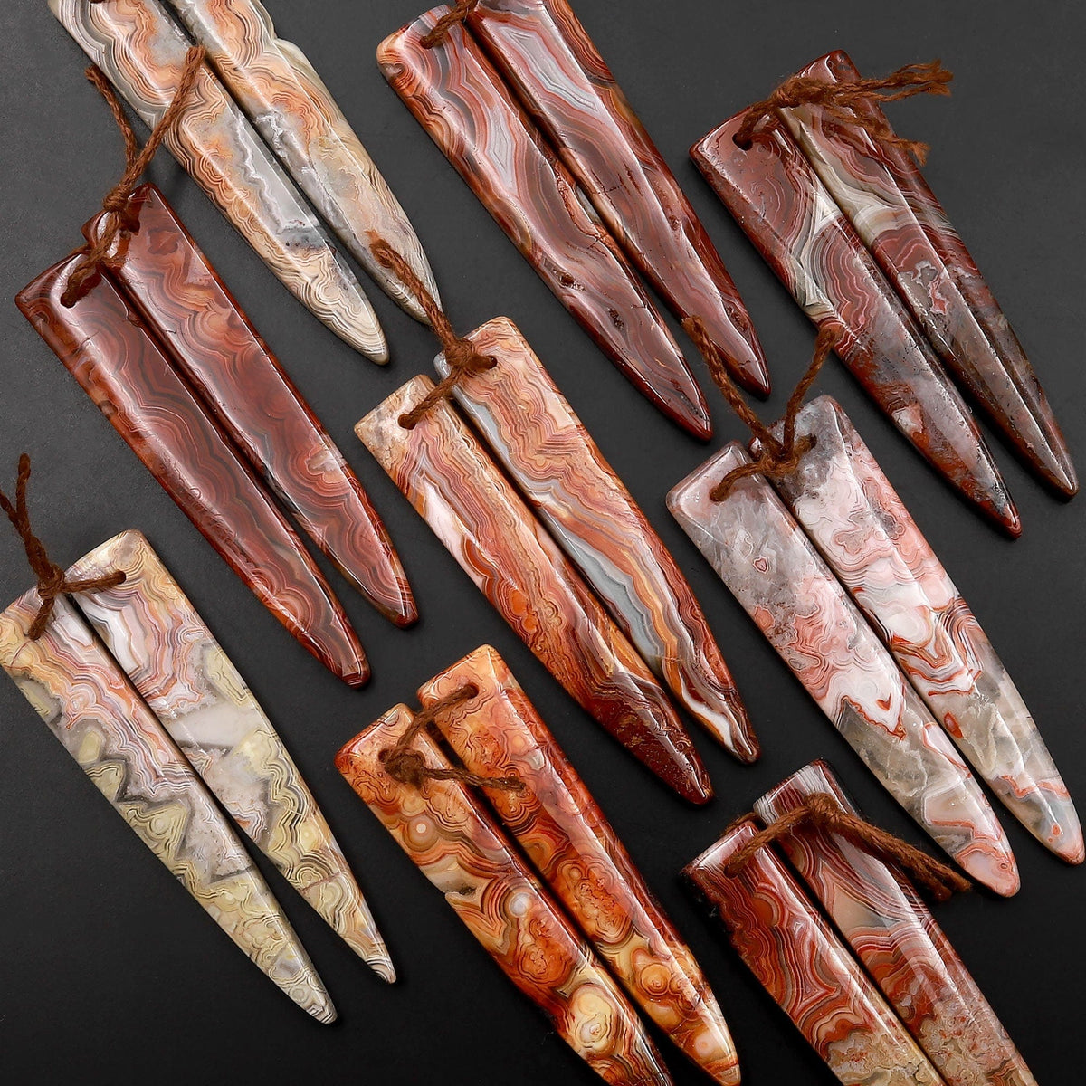 Drilled Natural Mexican Laguna Lace Agate Long Dagger Modern Triangle ...