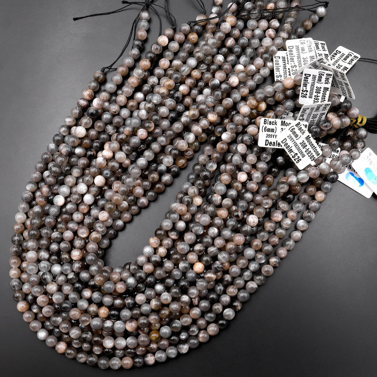 Natural Black Moonstone 6mm 8mm 10mm Round Beads 15.5" Strand ...