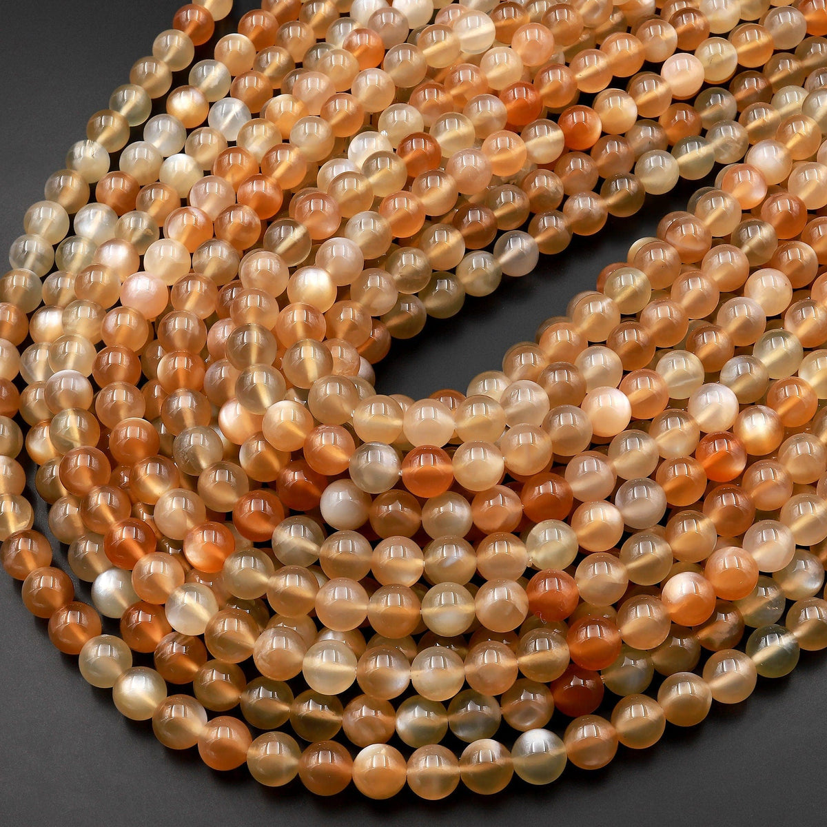 Rare AAA Natural Red Moonstone 6mm 8mm Round Beads 15.5" Strand ...