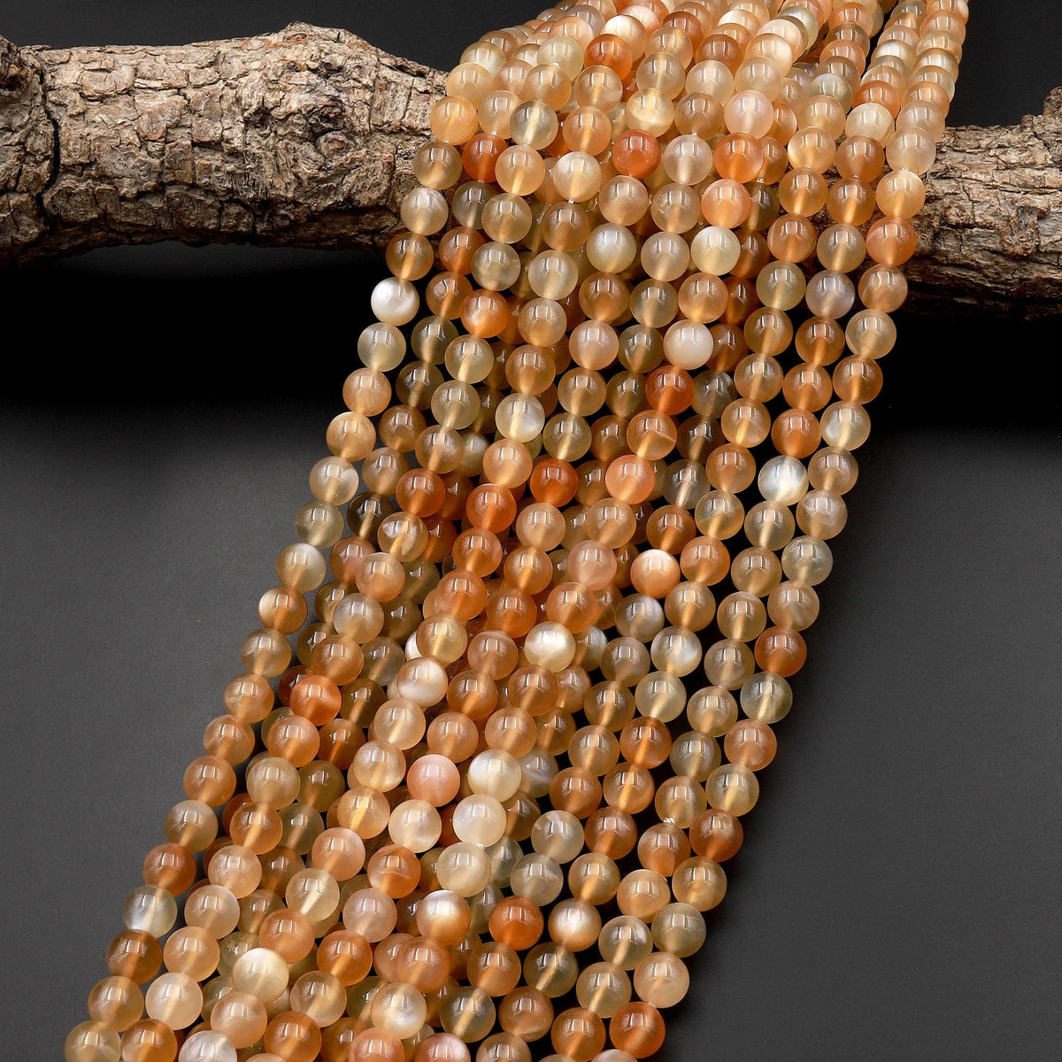 Rare AAA Natural Red Moonstone 6mm 8mm Round Beads 15.5" Strand ...