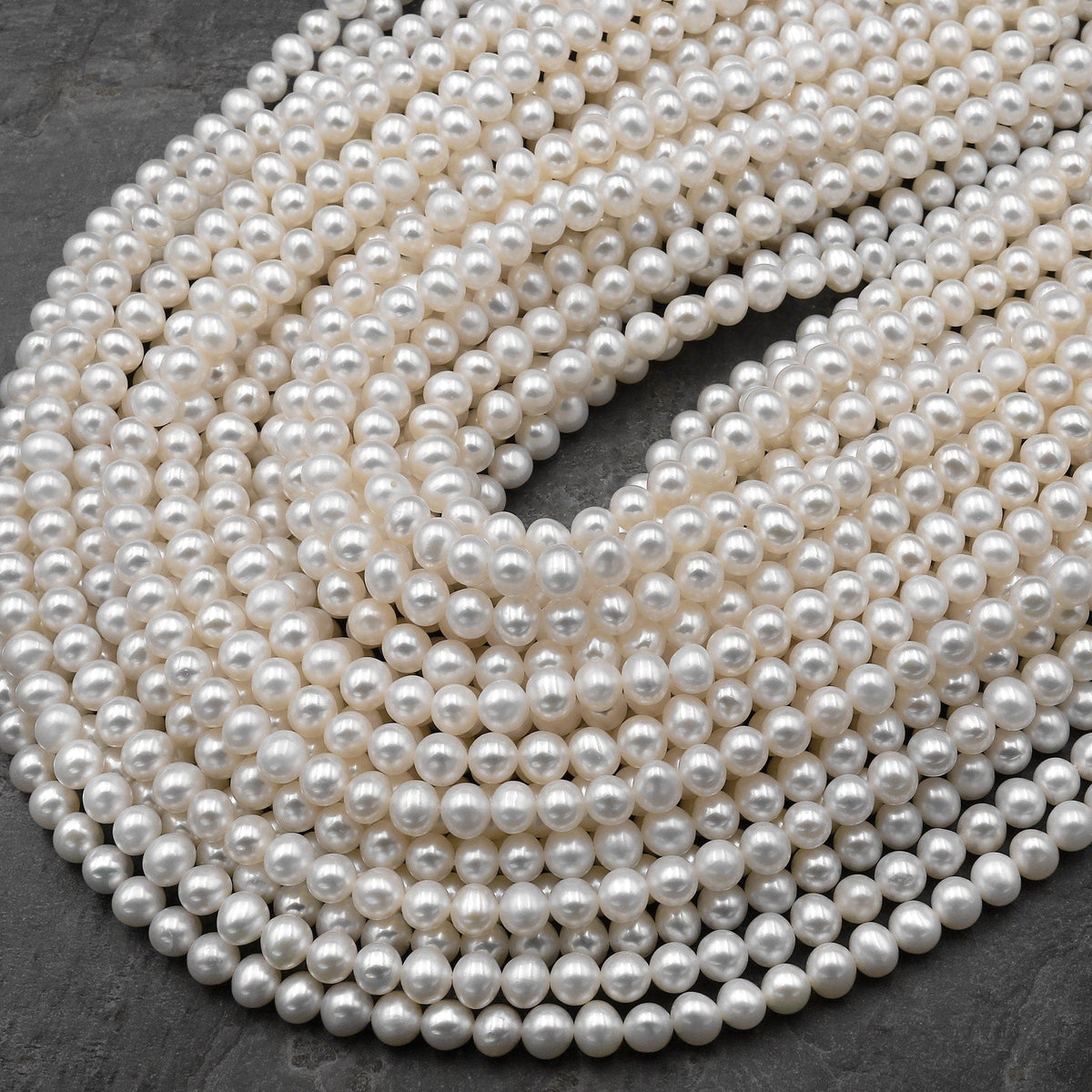 AA Genuine White Freshwater Pearl 5mm 6mm 7mm Off Round Pearl Shimmery ...