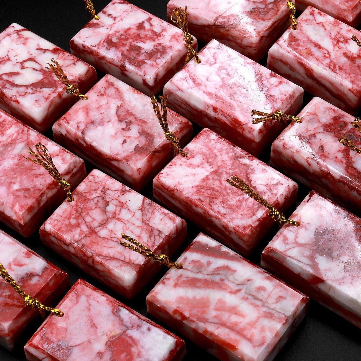 Rare Natural Cinnabrite Cinnabar in Quartz Pendant Mahjong Style Facet ...