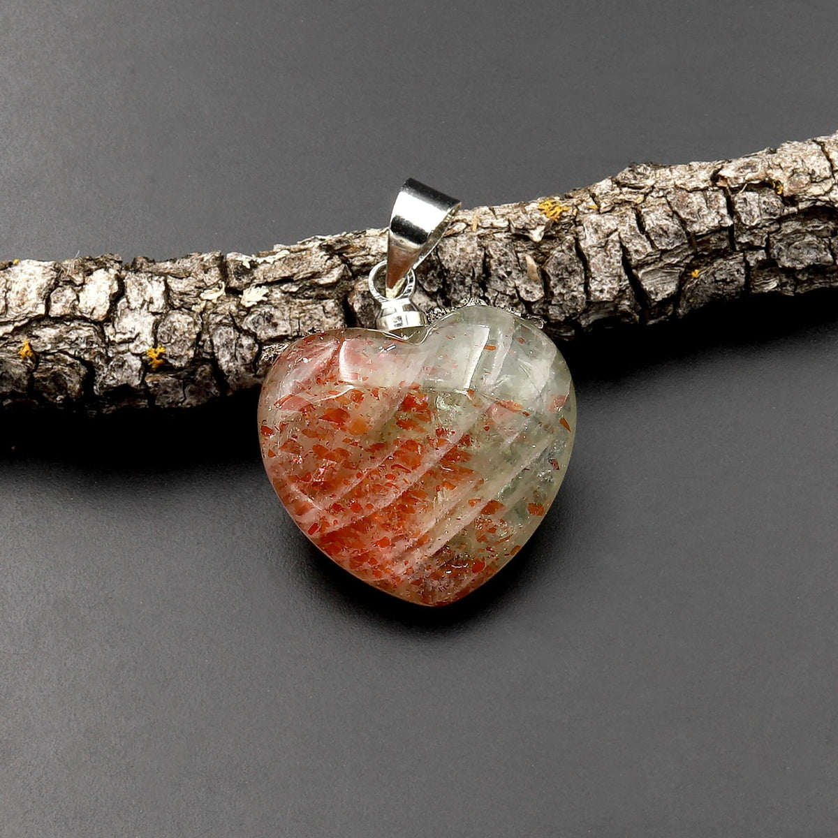 Extremely Rare! Natural Green Orange Arusha Sunstone Heart Pendant ...