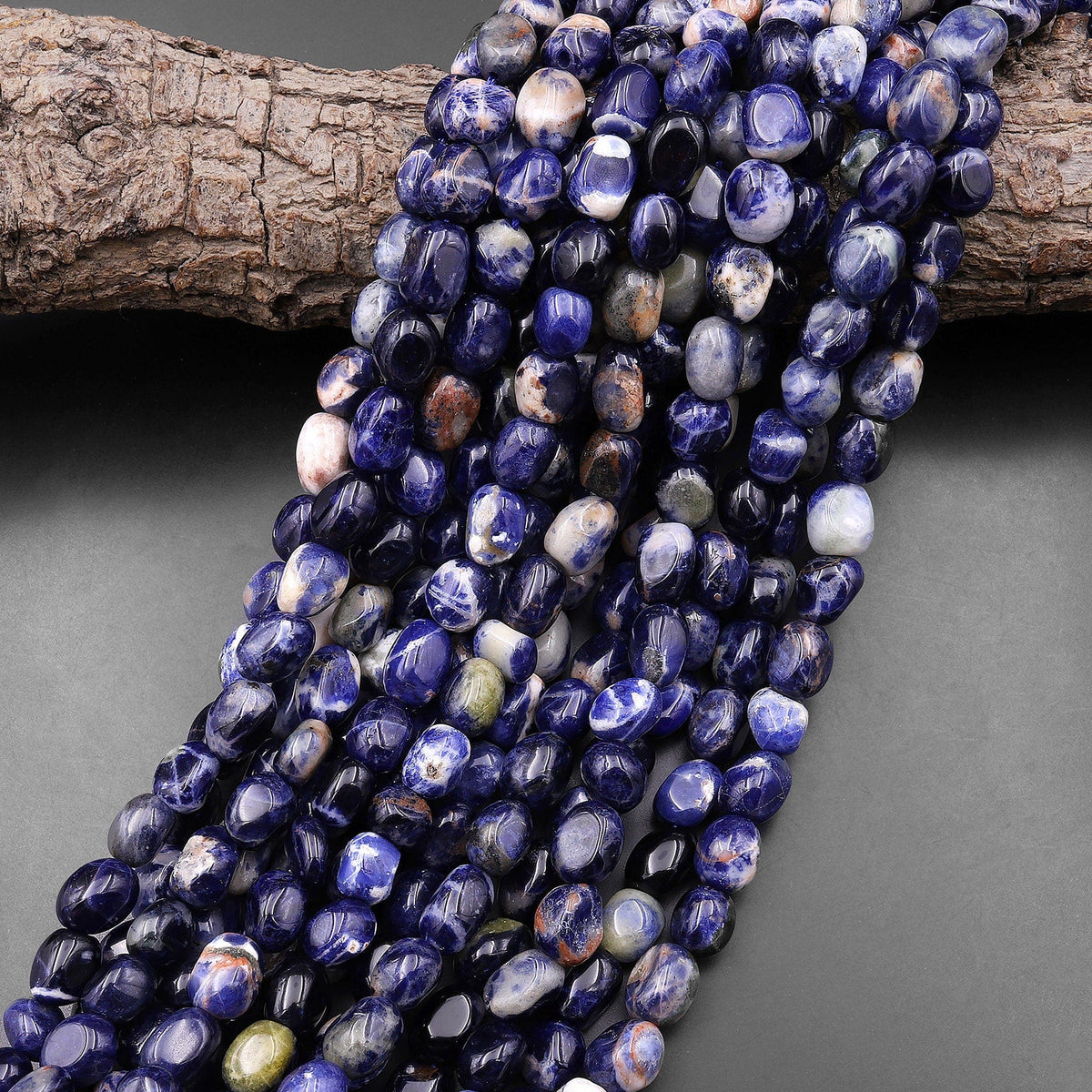 Natural Blue Orange Sodalite Freeform Pebble Nugget Beads Gemstone 15 ...