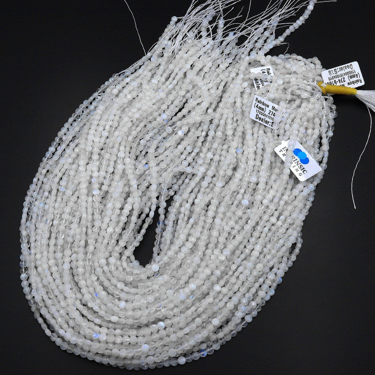 Faceted Natural Rainbow Moonstone Coin 4mm Beads Dazzling Gemstone 15 ...