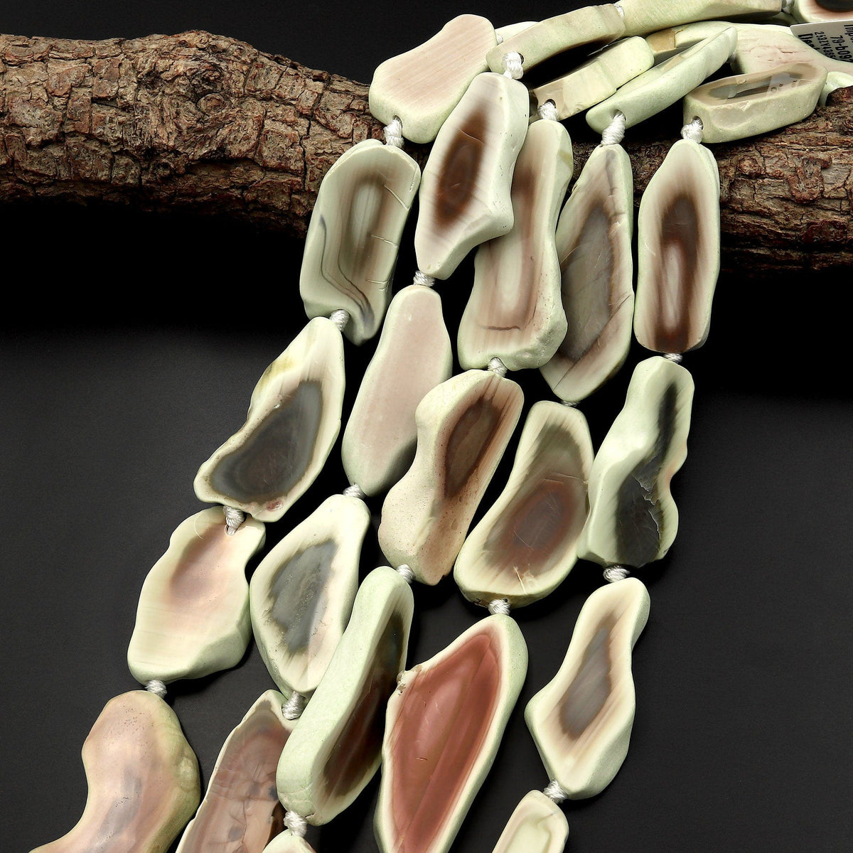 Long Natural Mexican Imperial Jasper Beads Freeform Nodule Flat Slice ...