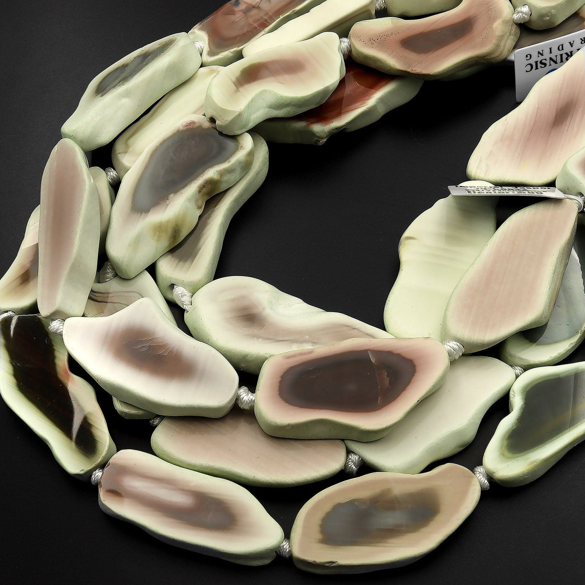 Long Natural Mexican Imperial Jasper Beads Freeform Nodule Flat Slice ...