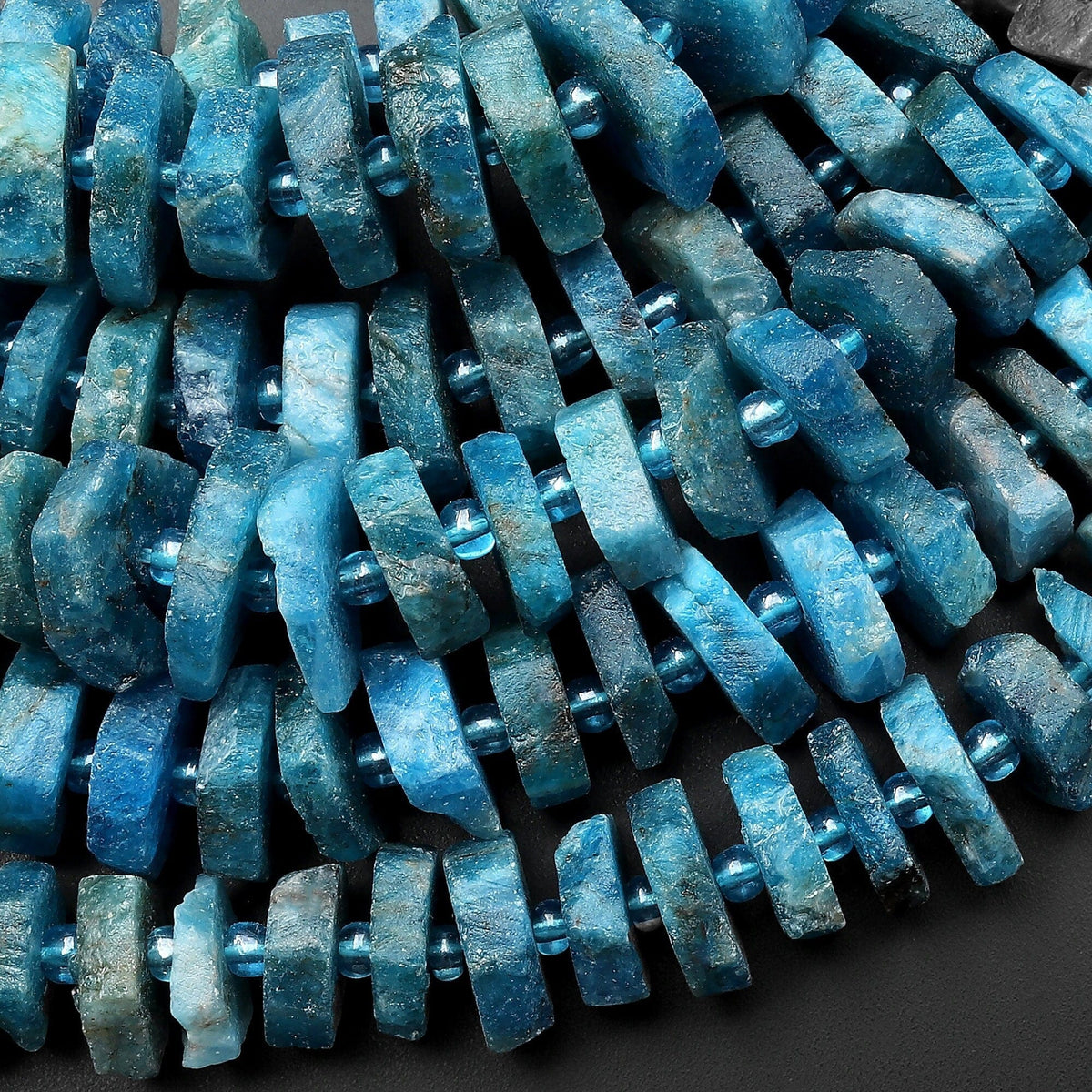 Natural Blue Apatite Center Drilled Hexagon Disc Rondelle Beads 15.5 ...