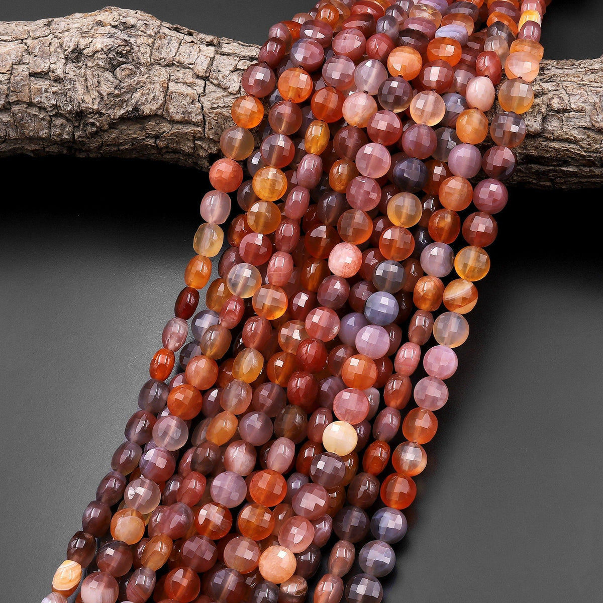 Rare Faceted Natural Swazi African Red Agate Coin Beads 8mm 10mm from ...