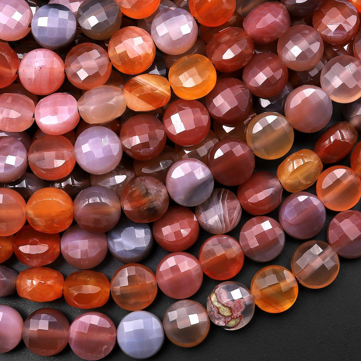 Rare Faceted Natural Swazi African Red Agate Coin Beads 8mm 10mm from ...