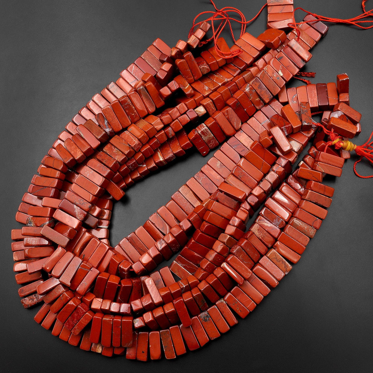 Natural Red Jasper Freeform Rectangle Beads Spike Stick Slice Focal Pe ...